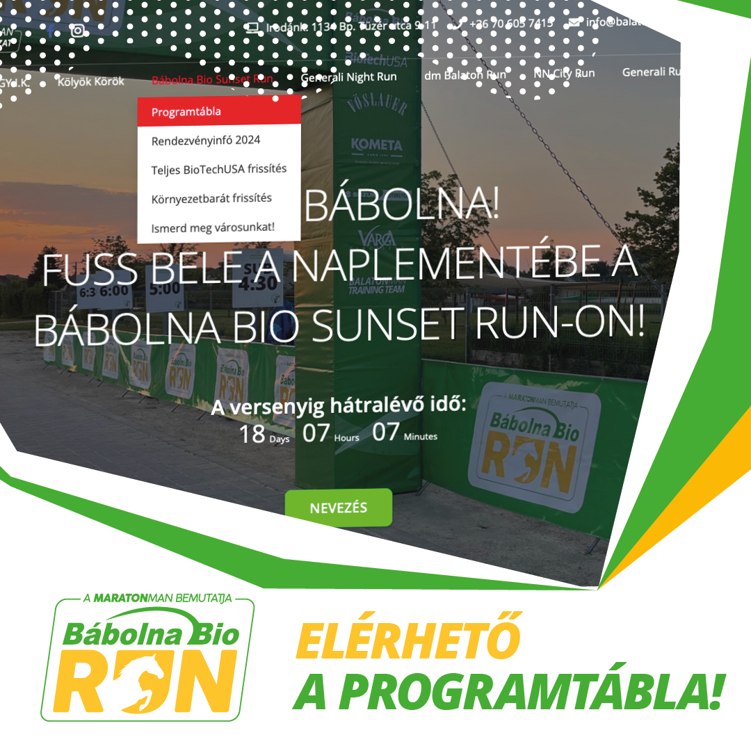 Elérhető a Bábolna Bio Sunset Run programtábla! - Maratonman versenysorozat